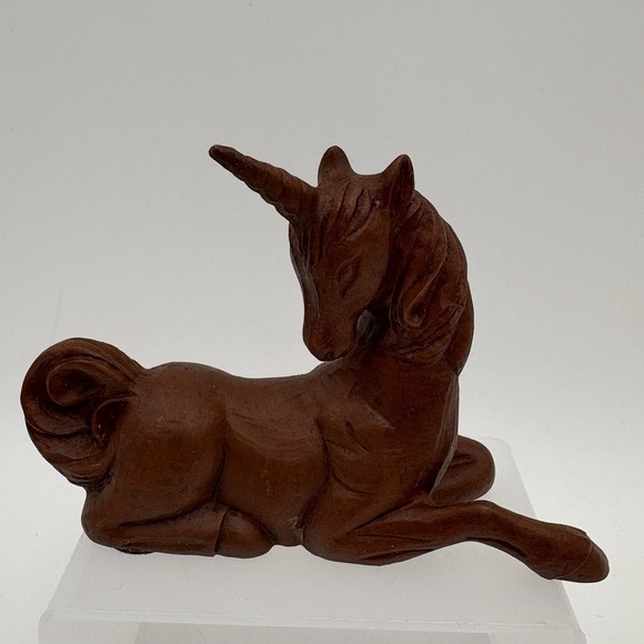 Art | Unicorn Figurine Red Mill Hand Carved Wooden Look Pecan Shell ...